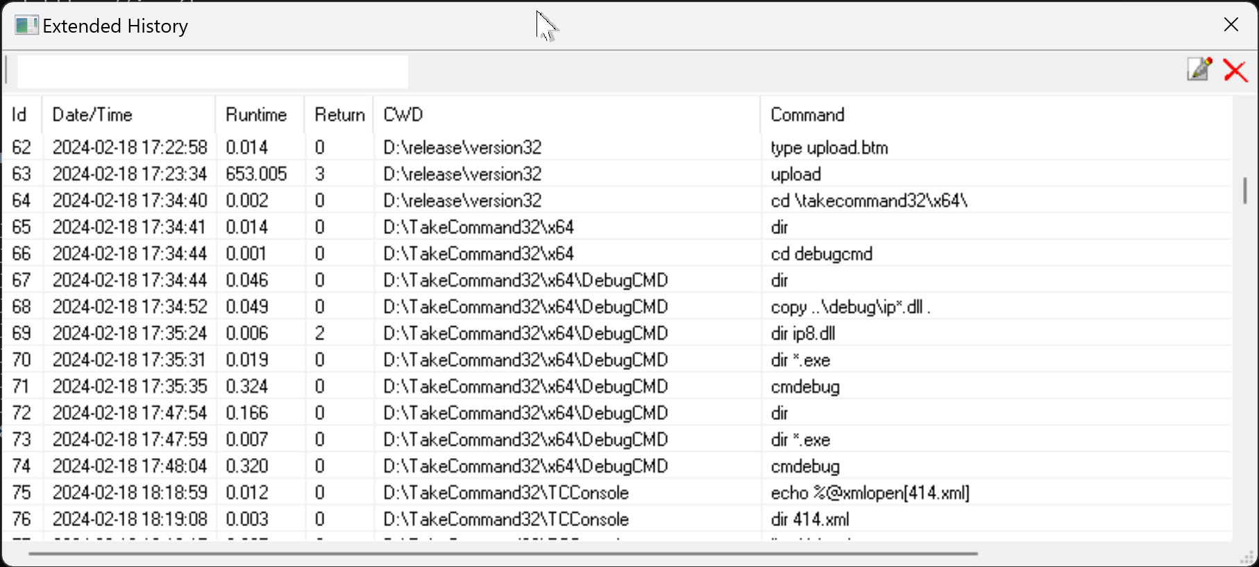 Extended Command History